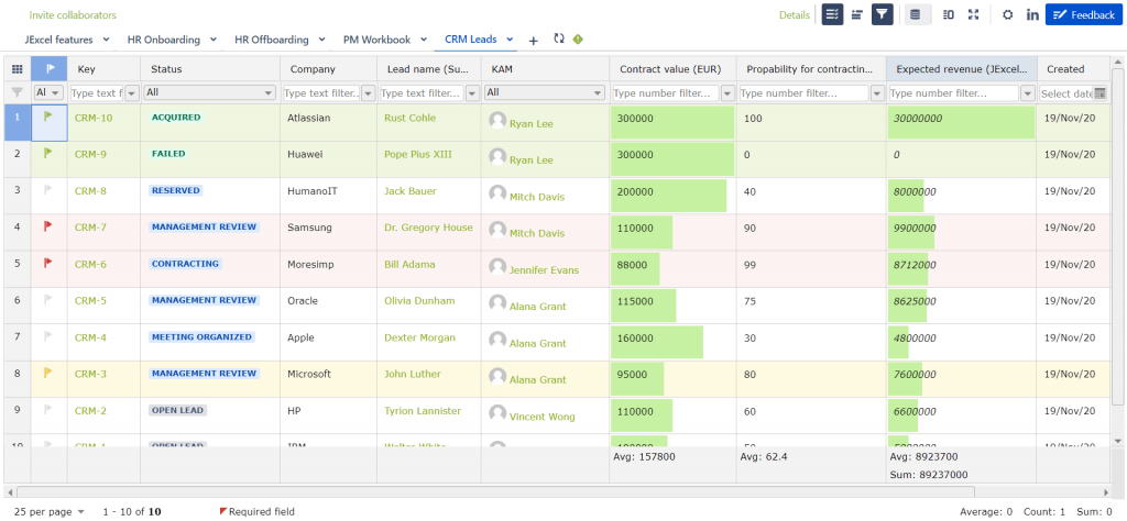 JExcel for Customer Relationship Management - MORESIMP Blog
