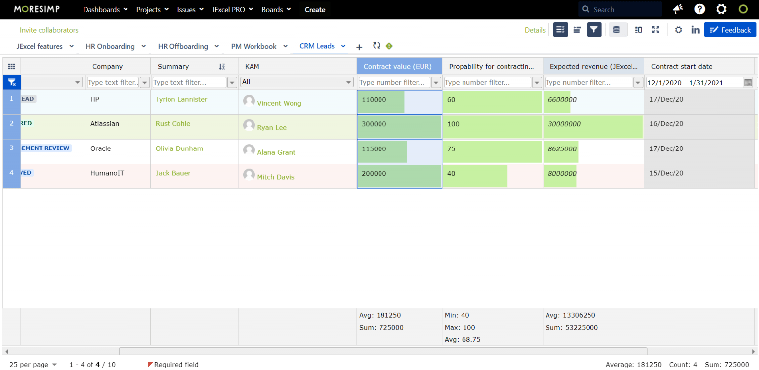 JExcel for Customer Relationship Management - MORESIMP Blog