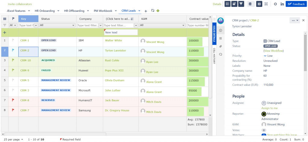 JExcel for Customer Relationship Management - MORESIMP Blog